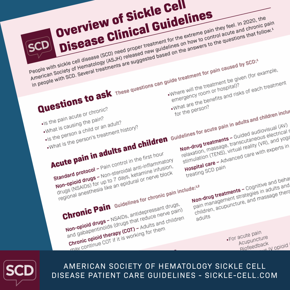 American Society Of Hematology Sickle Cell Patient Care Guidelines